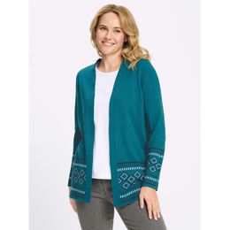 Sieh an! Long-Strickjacke in petrol-marine | Gr.: 40