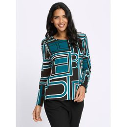 Sieh an! Langarm-Shirt in aquapetrol-schwarz-bedruckt | Gr.: 40
