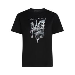 K by KARL LAGERFELD Karl Lagerfeld T-Shirt 'PARIS SKETCH STREET' Damen Gr&ouml;&szlig;e L grau / pflaume / schwarz / wei&szlig;