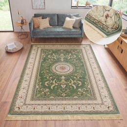 Teppich Hanse Home, B:95cm H:5mm L:140cm, gr&uuml;n, Viskose, Wohnzimmer, Teppiche, "Antik Negar", Orientalisch mit Fransen, Orient, Wohnzimmer,