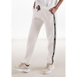 Damen Sweathose, French Connection, Gr. 48, wei&szlig;, Sweatware, Obermaterial: 60% Baumwolle, 40% Polyester, unifarben mit Farbeinsatz, Hosen, mit