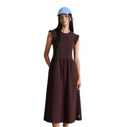 Marc O'Polo Damen Jerseykleid "mit Baumwoll-Popelinerock", braun, Gr. XXS, MARC O'POLO DENIM, unifarben, Obermaterial: 96% Baumwolle, 4% Elasthan, Kleider