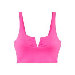 Venice Beach Damen Crop-Bikini-Top "Lucky", pink, Gr. 34, Rippoptik, unifarben, Recycling-Polyamid, Bikini-Oberteile, mit V-B&uuml;gel Detail vorne