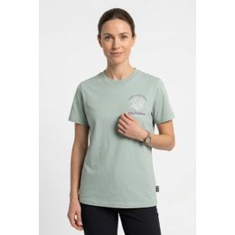 Jack Wolfskin Damen T-Shirt "CAREFREE T W", gr&uuml;n, Gr. L, Obermaterial: 100% Baumwolle, Shirts, Kurzarm-Design, mit Rundhalsausschnitt, ohne