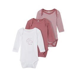 name it langarm Baby Bodys im 3er Pack "Elefant" in Rosa | Gr.: 50