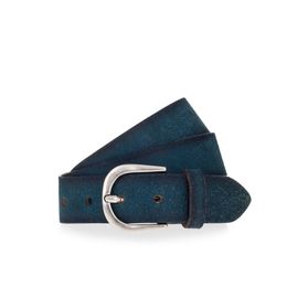 Mustang Damen Lederg&uuml;rtel, blau, Gr. 95, unifarben, Rindsleder, G&uuml;rtel, mit unifarbenem Design, aus Rindsleder, in poliertem Silberton