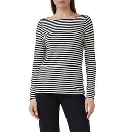 s.Oliver Damen Langarmshirt, schwarz, Gr. 34, gestreift, Web, Obermaterial: 100% Baumwolle, Shirts, mit Streifen Muster