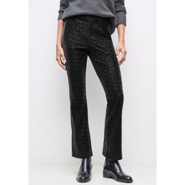 Street One Damen Bootcuthose, schwarz, Gr. 42, Stoff, 95% Polyester, 5% Elasthan, Hosen, mit Leo-Muster