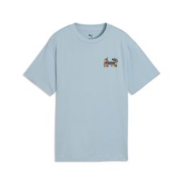 Puma Kinder T-Shirt "MID 90s Relaxed Graphic T-Shirt M&auml;dchen", blau, Gr. 140, Obermaterial: 100% Baumwolle. Rippe: 20% Polyester, 80% Baumwolle,