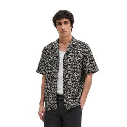Marc O'Polo MARC O'POLO Herren Kurzarmhemd "mit sommerlichem Blattmotiv", schwarz-wei&szlig;, Gr. M, bedruckt, Obermaterial: 100% Baumwolle, Hemden