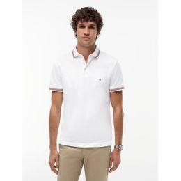Tommy Hilfiger Herren Poloshirt "TIPPED SLIM FIT POLO", wei&szlig;, Gr. S, Jersey, Obermaterial: 96% Baumwolle, 4% Elasthan, Shirts, mit Kontrast-Details