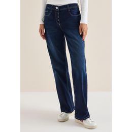 Cecil Damen Loose-fit-Jeans, blau, Gr. 34, unifarben, Jeans, 75% Baumwolle, 23% Polyester, 2% Elasthan, Jeans, Middle Waist