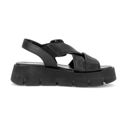 Gabor Damen Keilsandalette, Gr. 39schwarz, Glattleder, Schuhe, Plateau, Sommerschuh, Riemchensandale mit Kreuzbandage