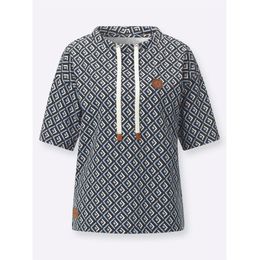 WITT WEIDEN Sweatshirt in eisblau-schwarz-gemustert | Gr.: 40