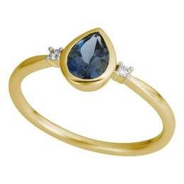 Firetti Damen Fingerring "Schmuck Geschenk Gold 333 Damenring Goldring Tropfen", 18, 0,03 P2 = erkennbare Einschl&uuml;sse, Diamanten Gelbgold 333, 1,5mm,