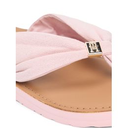 Tommy Hilfiger Damen Zehentrenner "TH LTR FOOTBED SUMMER SANDAL", Gr. 35, rosa, Textil, Basic, Schuhe, Sommerschuh, Strandschuh, Dianette, Flat mit