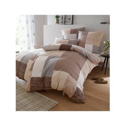 Heine Bettw&auml;sche in beige-hellgrau-bedruckt | Gr.: 135x200 cm (80x80 cm)
