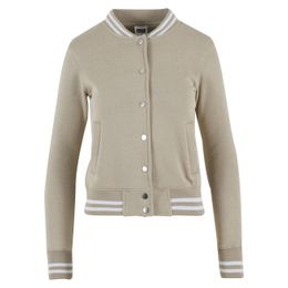 Urban Classics Damen Fleecejacke "Urban Classics Damen Ladies College Sweat Jacket", beige, Gr. M, mehrfarbig, 65% Baumwolle, 35% Polyester, Jacken