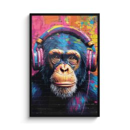 OnlyWow Poster mit Leiste Bunte Schimpanse | Gr.: 20 x 30 cm