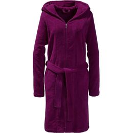 Erwin M&uuml;ller Erwin M&uuml;ller Velours-Frottier Velours Unisex-Bademantel mit Kapuze Balingen in beere | Gr.: S