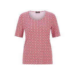 GOLDNER Damen Kurzarmshirt "Jersey-Shirt mit Minimal-Rautenmuster", rot, Modisch, Gr. 42, Obermaterial: 95% Viskose CV. 5% Elasthan EL., Shirts,
