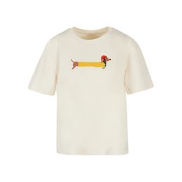 Merchcode Damen T-Shirt "Merchcode Ladies Christmas Dog Tee", beige, Gr. XS, bedruckt, 100% Baumwolle, Shirts