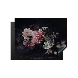 OnlyWow Herdabdeckplatte Blumenstrau&szlig; rosa wei&szlig; | Gr.: 59 x 52 cm