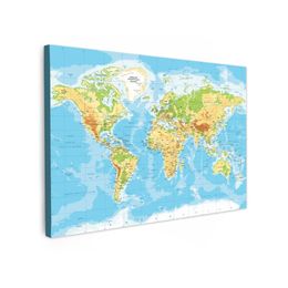 OnlyWow Leinwand Bilder Detailreiche Weltkarte | Gr.: 90 x 60 cm