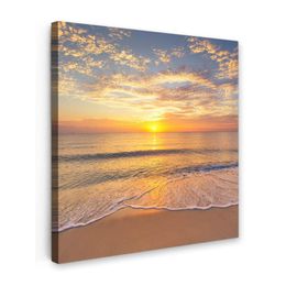 OnlyWow Leinwand Bilder Sonnenuntergang Meer | Gr.: 20 x 20 cm