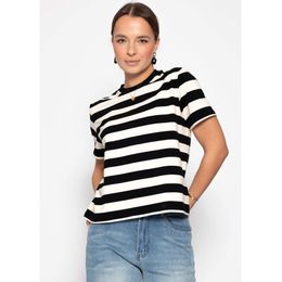 SASSYCLASSY T-Shirt mit Blockstreifen in Schwarz | Gr.: M