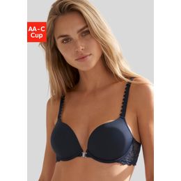 Lascana Damen Push-up-BH "Fabia", Gr. 85, blau, Spitze, Obermaterial: 88% Polyamid, 12% Elasthan, BHs, mit Stickerei am R&uuml;cken & an den Tr&auml;gern,