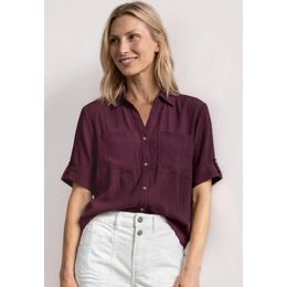 Street One Damen Hemdbluse, lila, Gr. 40, unifarben, Stoff, 85% Viskose, 15% Nylon, Blusen, mit Turn-Up Funktion