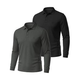 Normani 2er Set Herren Langarm Poloshirt Lyroe in Schwarz/Anthrazit | Gr.: 4xl