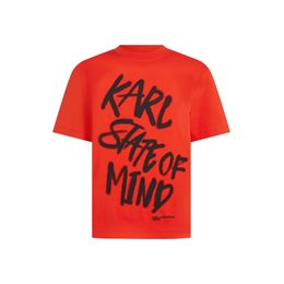 KARL LAGERFELD JEANS T-Shirt Damen Gr&ouml;&szlig;e XL orangerot / schwarz