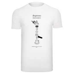 MisterTee Herren T-Shirt "MisterTee Depresso T-Shirt Round Neck", wei&szlig;, Gr. L, bedruckt, 100% Baumwolle, Shirts