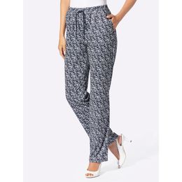 Classic Basics Damen Jerseyhose, blau, Gr. 40, gemustert, mehrfarbig, 100% Polyester, Hosen