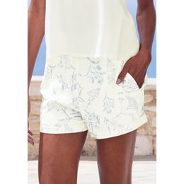 Lascana Damen Pyjamashorts, Gr. 42, blau, Web, Obermaterial: 100% Viskose, bedruckt, Hosen, mit seitlichen Taschen