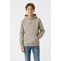 name it Jungen Kapuzensweatshirt "NKMBRODY LS NREG SWEAT WH BRU NOOS", beige, Gr. 116, bedruckt, unifarben, Sweatware, Obermaterial: 70% Baumwolle,