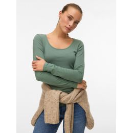 V&eacute;ro Moda VERO MODA Damen Langarmshirt "VMMAXI MY LS SOFT LONG U-NECK NOOS", gr&uuml;n, Gr. L, unifarben, Jersey, Obermaterial: 95% Baumwolle, 5% Elasthan, Shirts,