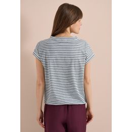 Cecil Damen T-Shirt, blau, Gr. L, gestreift, Web, 100% Baumwolle, Shirts, aus reiner Baumwolle