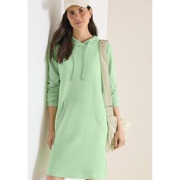 Cecil Damen Sweatkleid, gr&uuml;n, Gr. M, unifarben, Sweatware, 100% Baumwolle, Kleider, mit Kapuze