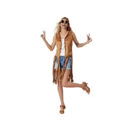 TecTake Boho-Weste, auch Festivalweste Hippie Weste, in braun, Sonnenbrille | Gr.: XL