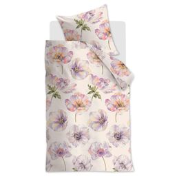 Beddinghouse Bettw&auml;sche Satin - Sharon- Blumen in lila | Gr.: 135 x 200 + 80 x 80 cm