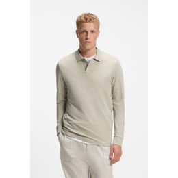 BOSS Orange Herren Poloshirt "Passerby Langarm Regular Fit", beige, Gr. L, unifarben, Jersey, Obermaterial: 95% Baumwolle, 5% Elasthan, Shirts,