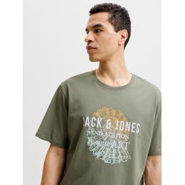 Jack & Jones JACK & JONES Herren Rundhalsshirt "JJGRADIENT PRINT TEE SS CREW NECK"vetiver, Gr. XL, bedruckt, Jersey, Obermaterial: 100% Baumwolle, Shirts