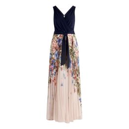 Vera Mont Abendkleid mit Plissee in Patch Dark Blue/Cream | Gr.: 36