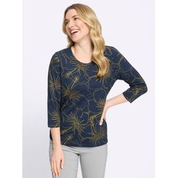 Sieh an! 3/4-Arm-Shirt in dunkelblau-goldfarben-bedruckt | Gr.: 52
