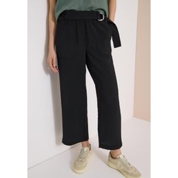 Cecil Damen Culotte, schwarz, Gr. S, unifarben, Stoff, 76% Viskose, 24% Polyamid, Hosen, High Waist