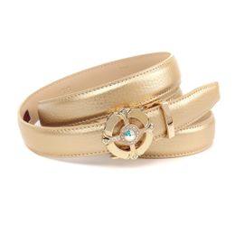 Anthoni Crown Damen Lederg&uuml;rtel, gold, Gr. 100, Rindsleder, G&uuml;rtel
