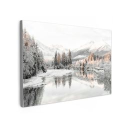 OnlyWow Leinwand Bilder Gefrorener Fluss | Gr.: 30 x 20 cm
